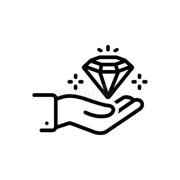 Black Line Icon for Exclusively, Diamond and Crystal Stock Vector ...