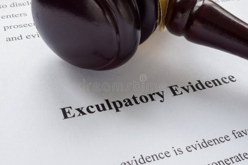 Exculpatory Evidence Sign on the Page and Gavel. Stock Photo - Image of ...