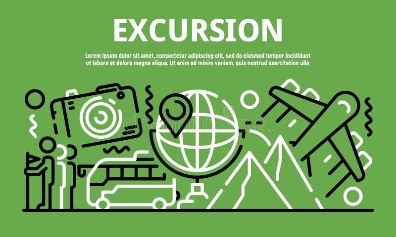 Excursion Banner, Outline Style Stock Vector - Illustration of ...