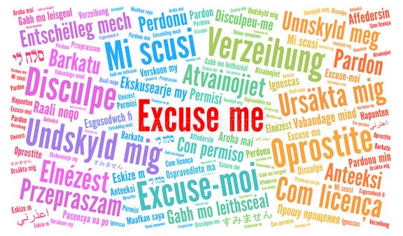 Excuse Me Word Cloud in Different Languages Stock Illustration ...