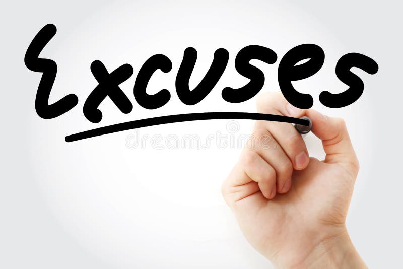 Excuses text with marker stock image. Image of extenuation - 198038779