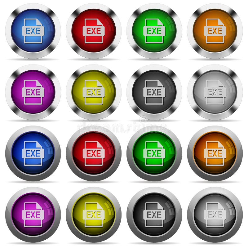 EXE File Format Glossy Button Set Stock Illustration - Illustration of ...