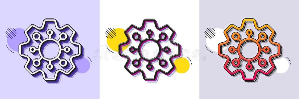 Execute Line Icon. Maintenance Service Sign. Halftone Dotted Pattern ...