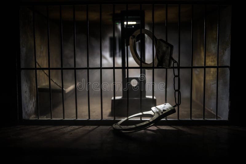 Jail or Prison Cell. Obsolete Gray Grunge Concrete Room. Creative ...