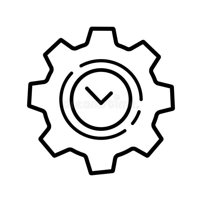 Execution Logo Like Thin Line Gear with Checkmark. Flat Linear Trend ...