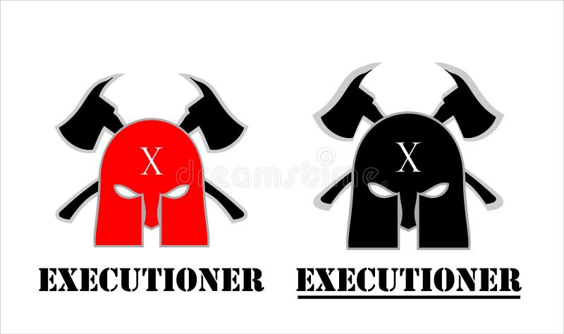 Executioner In Mask And With An Axe. Scary Punisher Stands In Stock ...