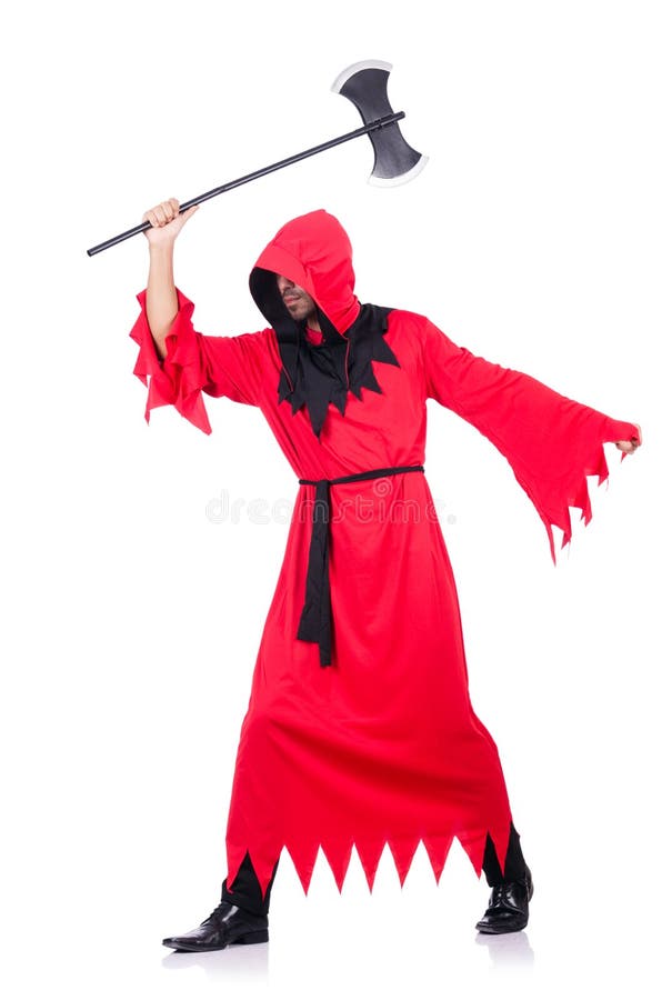 Executioner in Red Costume with Axe Stock Image - Image of executor ...