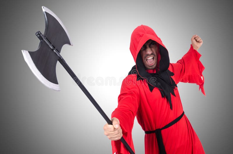 Executioner in Red Costume with Axe Stock Image - Image of clothing ...