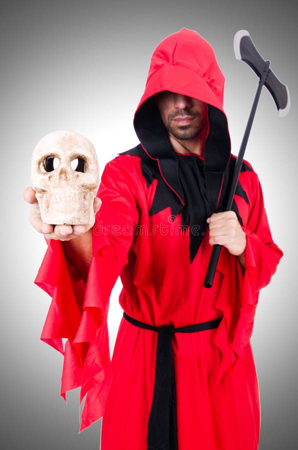 Executioner in Red Costume with Axe Stock Photo - Image of person ...