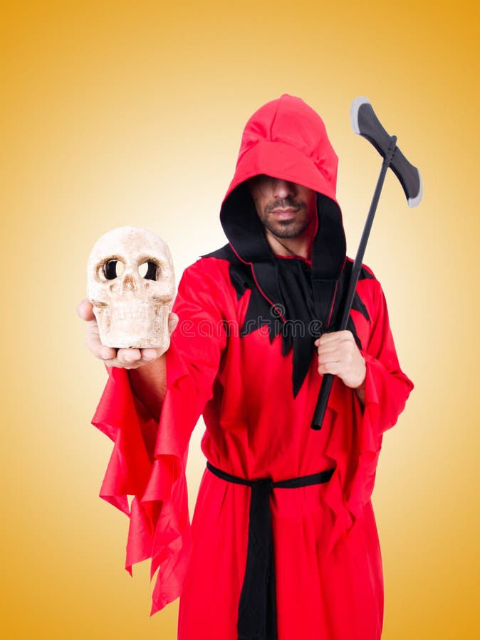 Executioner in Red Costume with Axe on the White Stock Image - Image of ...