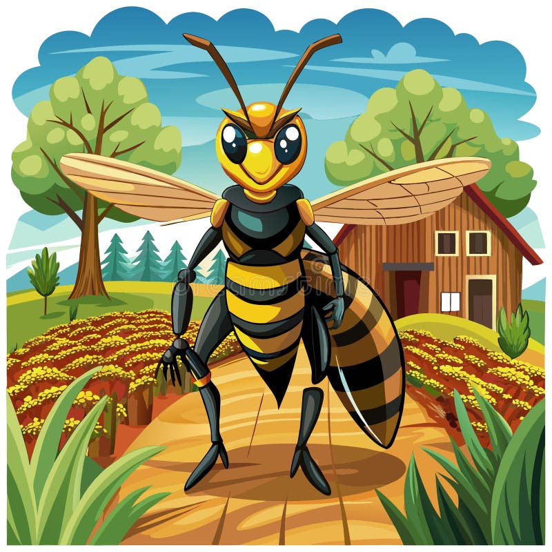 Executioner Wasp Bee Disgusting Stands Farm Vector Stock Vector ...