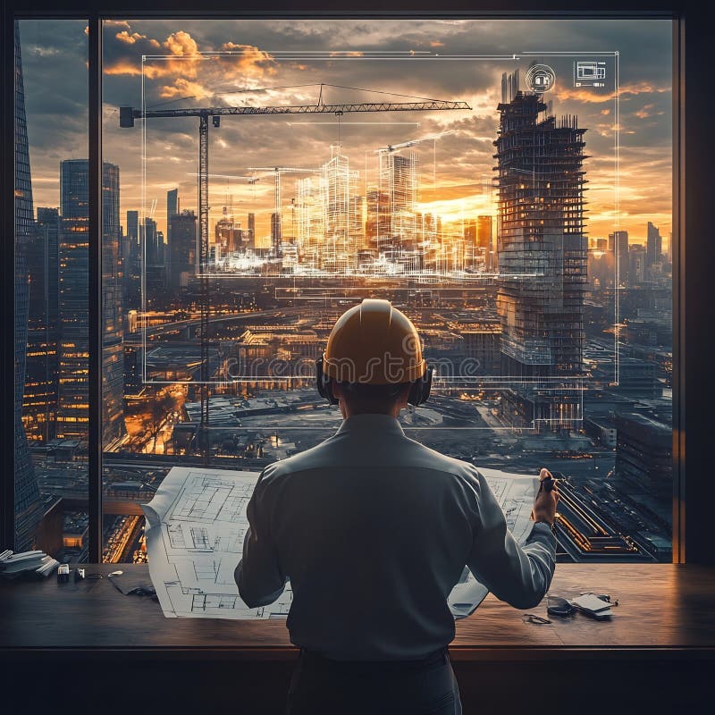 Executive Analyzes Digital Construction Plans in Immersive Augmented ...