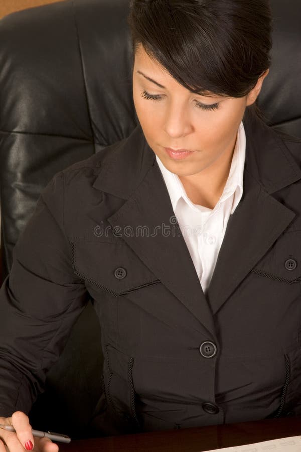 Executive Assistant Woman in Business Suit Writing Stock Image - Image ...