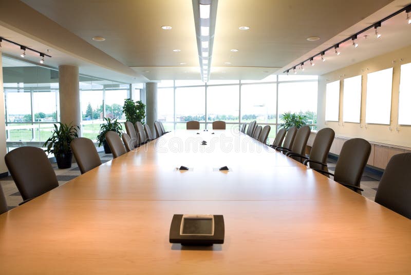Executive Boardroom Head View in Clean Office. Stock Image - Image of ...