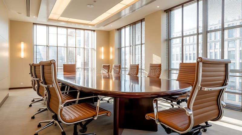 Large Polished Wood Conference Table Stock Illustrations – 703 Large ...