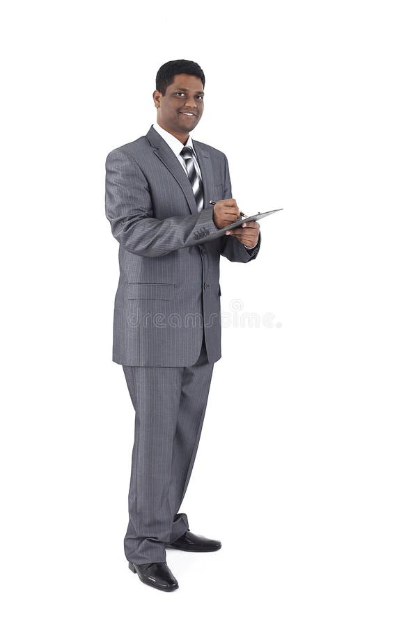 Executive Businessman with Documents. Isolated on White Background ...