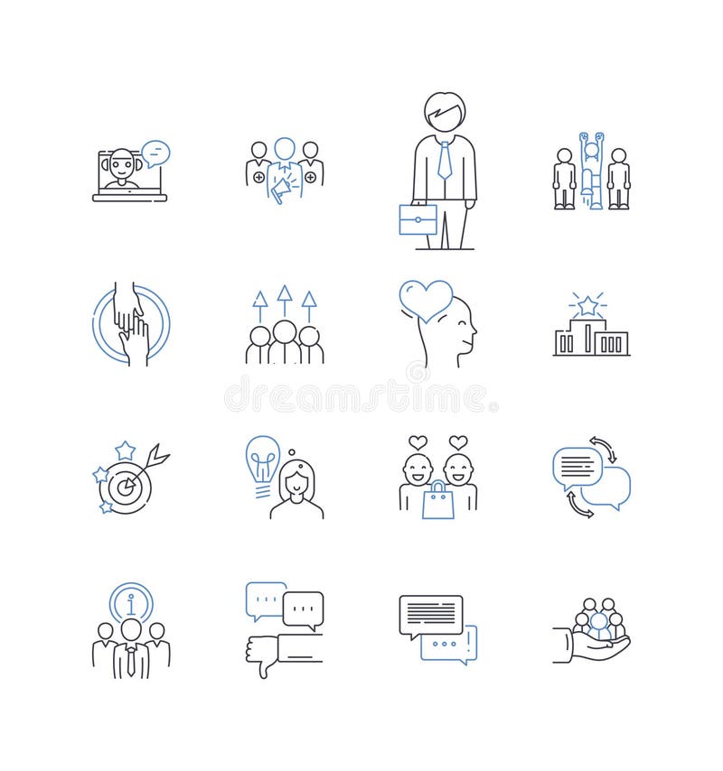 Executive Coaching Line Icons Collection. Leadership, Development ...