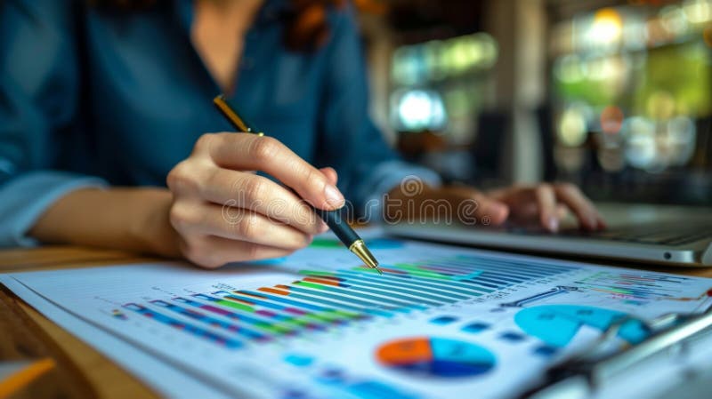 Executive Conducting Data Analysis Charts Graphs Business Setting Stock ...