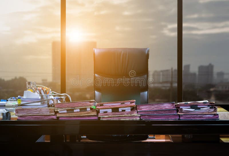 Executive Desk and Files the Table Evening Sun Stock Image - Image of ...