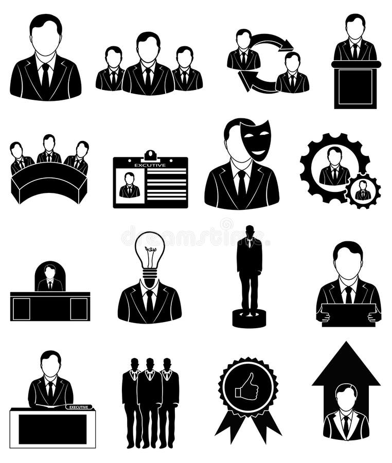 Executive Employee Icons Set Stock Vector - Illustration of money ...