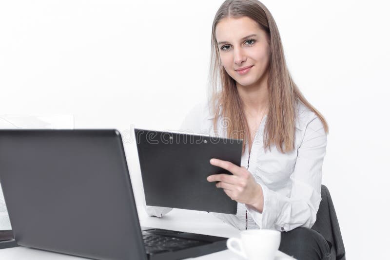 Executive Female Assistant Working with Documents in the Office. Stock ...