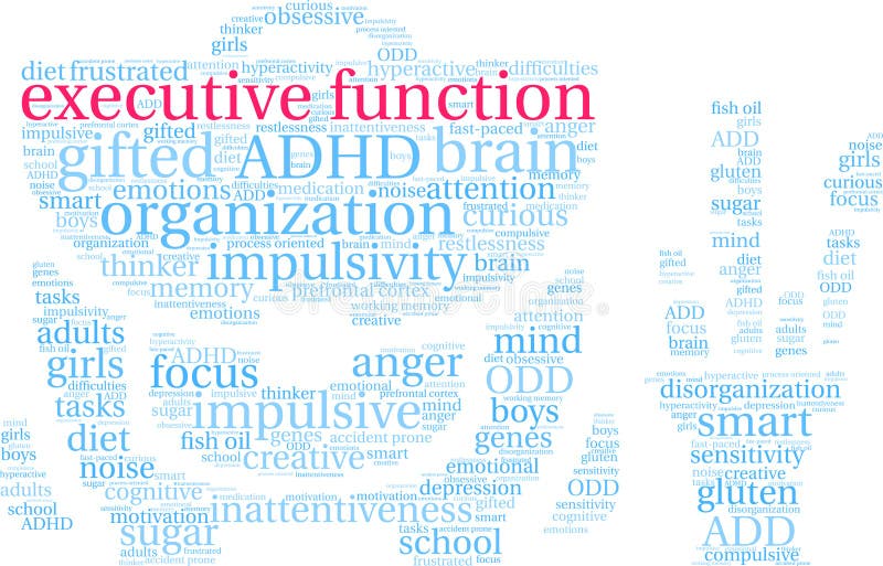 Executive Function Word Cloud Stock Vector - Illustration of medication ...