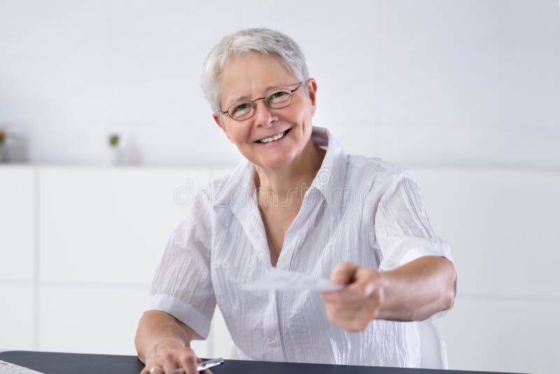 Executive Hand Giving Payment Check Stock Image - Image of salary ...