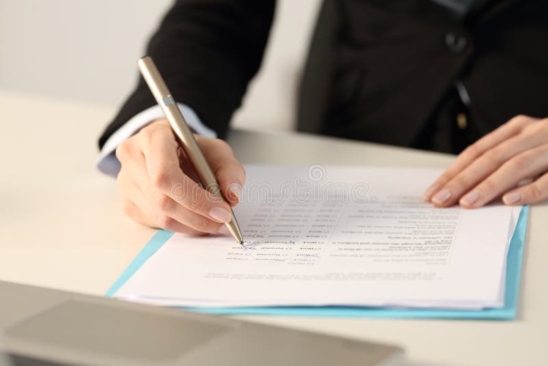 Executive Hands Filling Form at the Office Stock Image - Image of ...