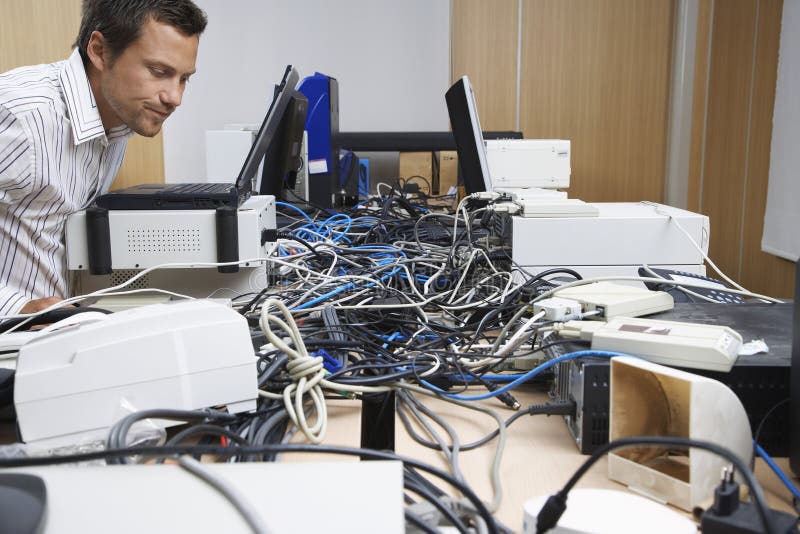Executive and Hardware Mess in Office Stock Photo - Image of data ...
