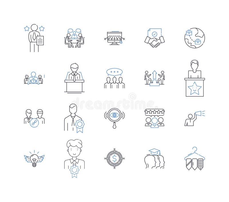 Executive Hierarchy Line Icons Collection. Authority, Management ...