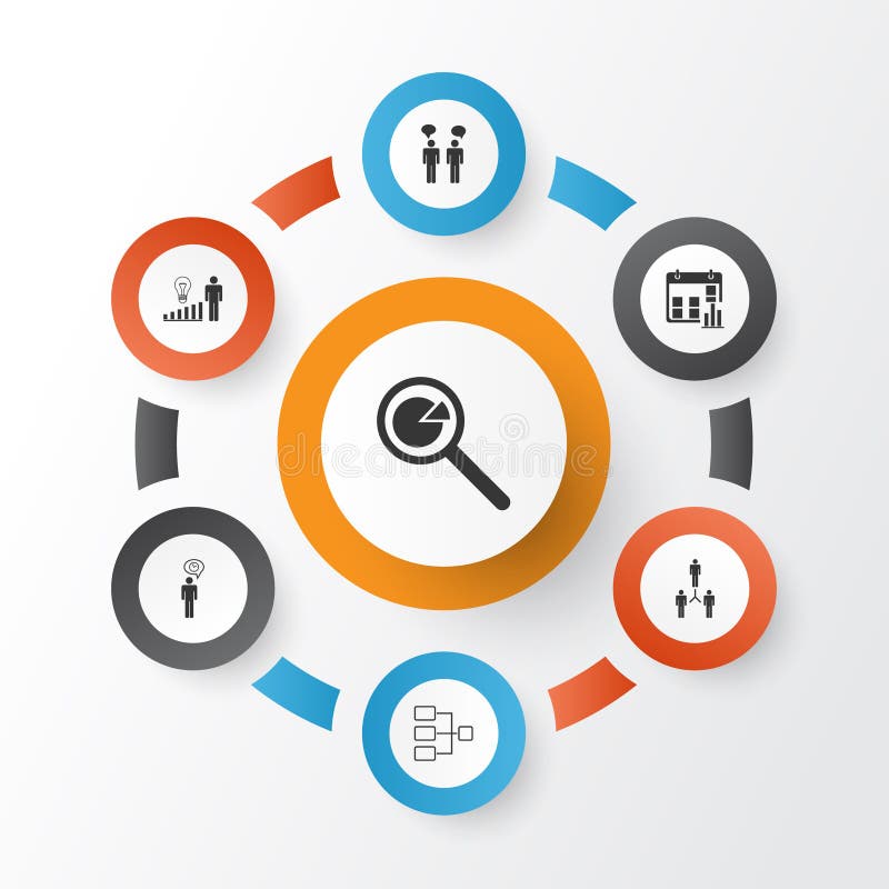 Executive Icons Set. Collection of Presentation Date, Project Analysis ...