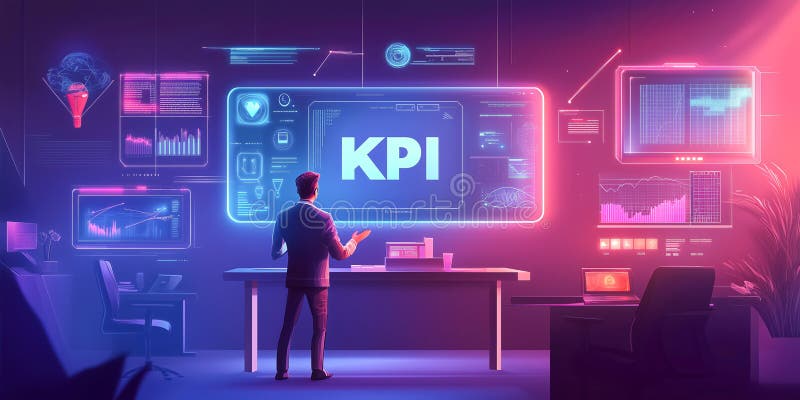 An Executive Interacting with a Holographic Display in a Futuristic ...