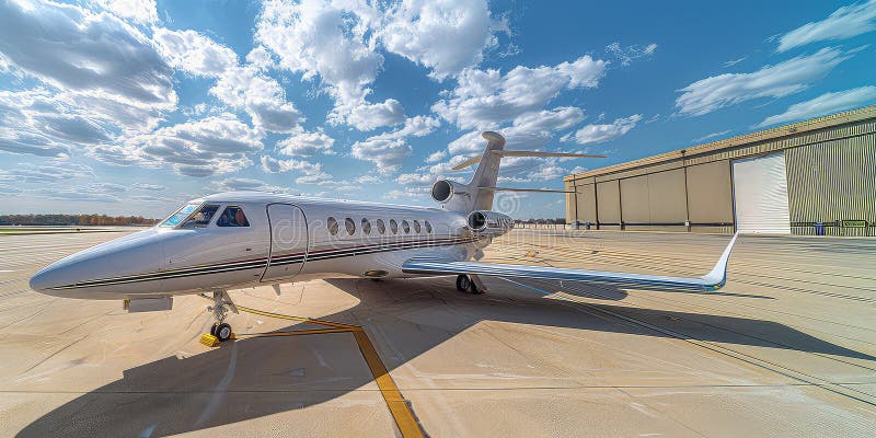 Executive Jet Plane at the Airport Runway on the Background of Dramatic ...