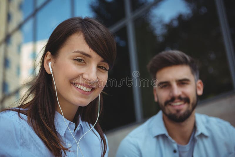 Executive Listening Music Outside Office Building Stock Image - Image ...