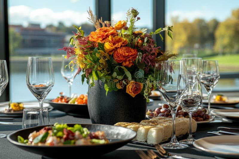 An Executive Luncheon in a Modern Office, Professional and Elegant ...