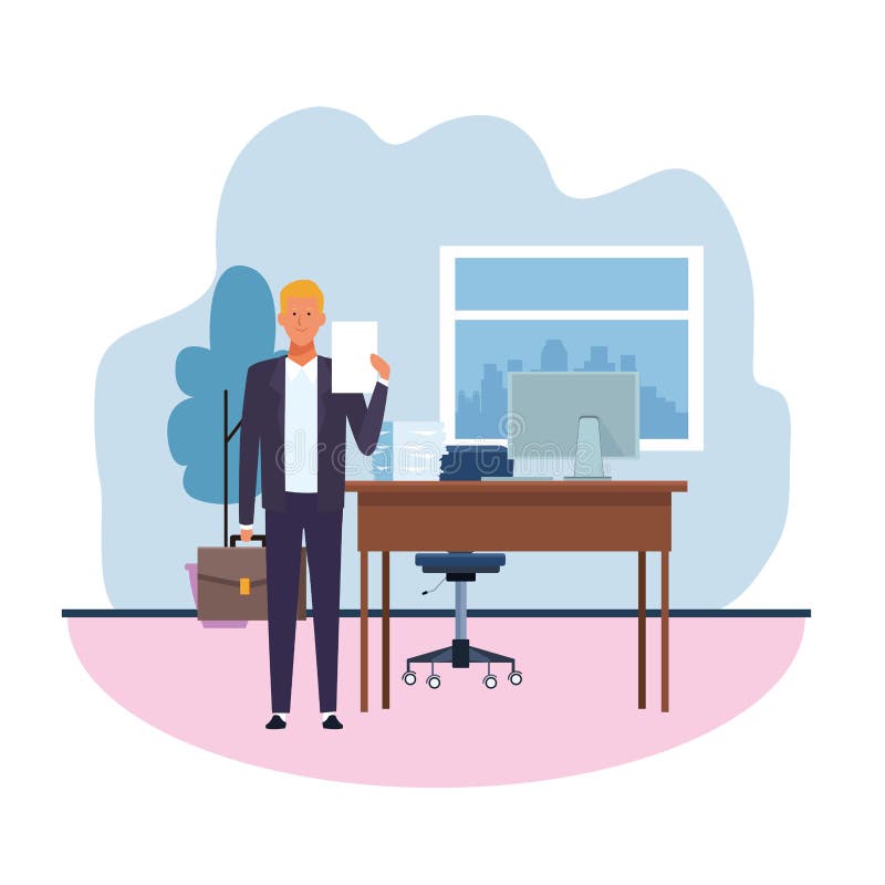 Executive Office Elements Cartoon Stock Vector - Illustration of ...