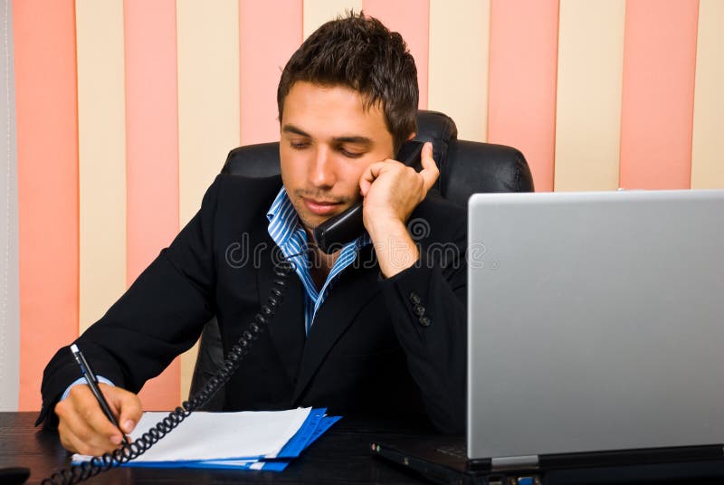 Executive Man on the Phone Taking Notes Stock Photo - Image of ...