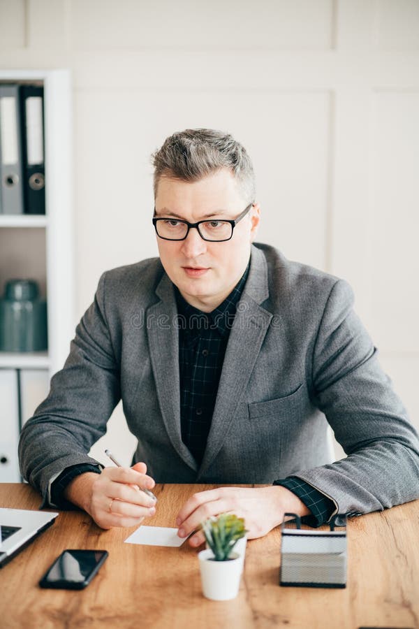 Executive Manager, Advisor at His Office Workplace Stock Image - Image ...