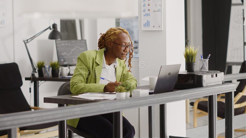 Executive Manager Taking Notes on Documents at Desk Stock Photo - Image ...