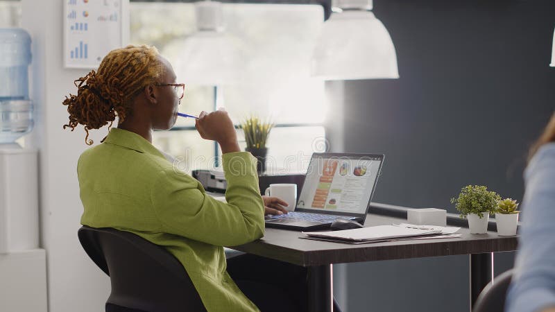 Executive Manager Working on Marketing Vision at Desk Stock Photo ...