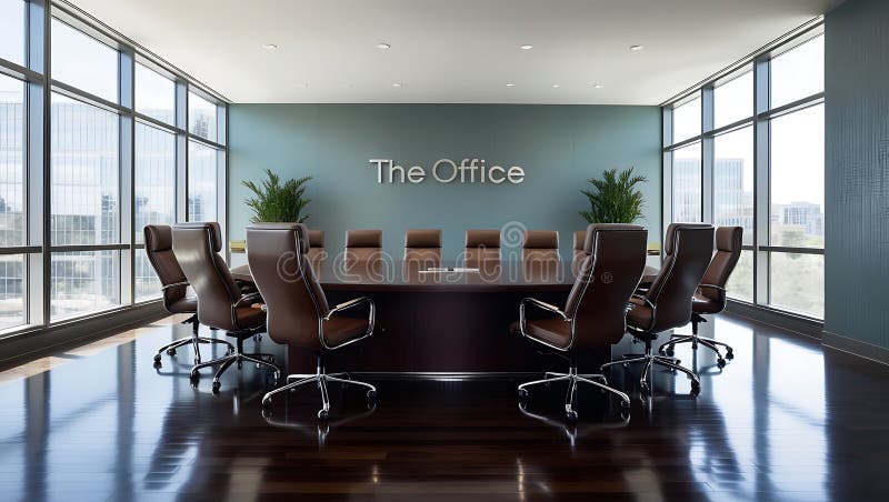 Executive Meeting Room with Panoramic Views Stock Illustration ...