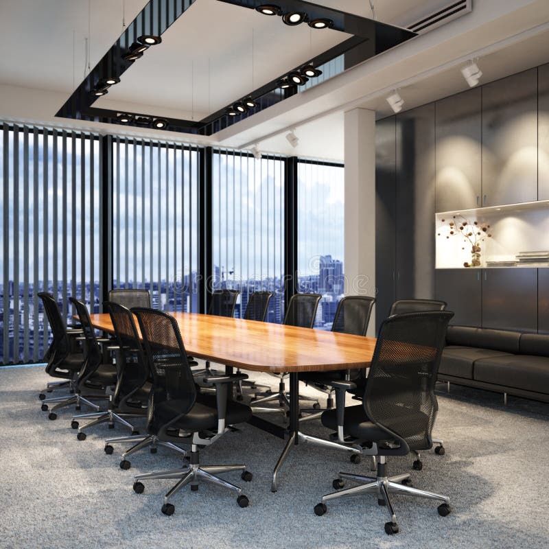 Executive Modern Empty Business Office Conference Room Overlooking a ... Executive Modern Empty Business Office Conference Room Overlooking a ...