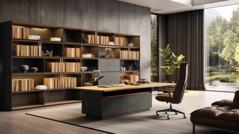 An Executive Office with a Contemporary Design Stock Illustration ...