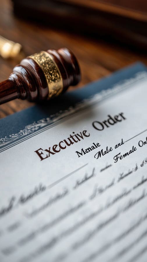Executive Order Document with Gavel on Wooden Desk Close-up Stock ...