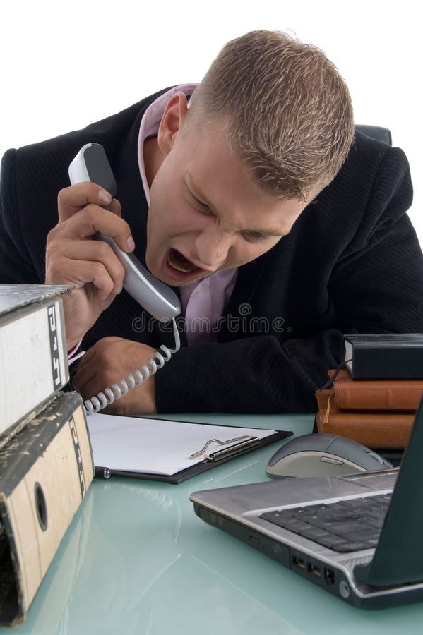 Man shouting on phone call stock photo. Image of professional - 8197188