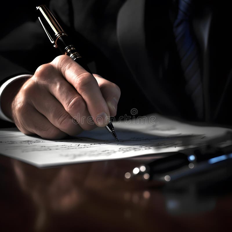 An Executive Signing a Document with a Fountain Pen Hyper One ...