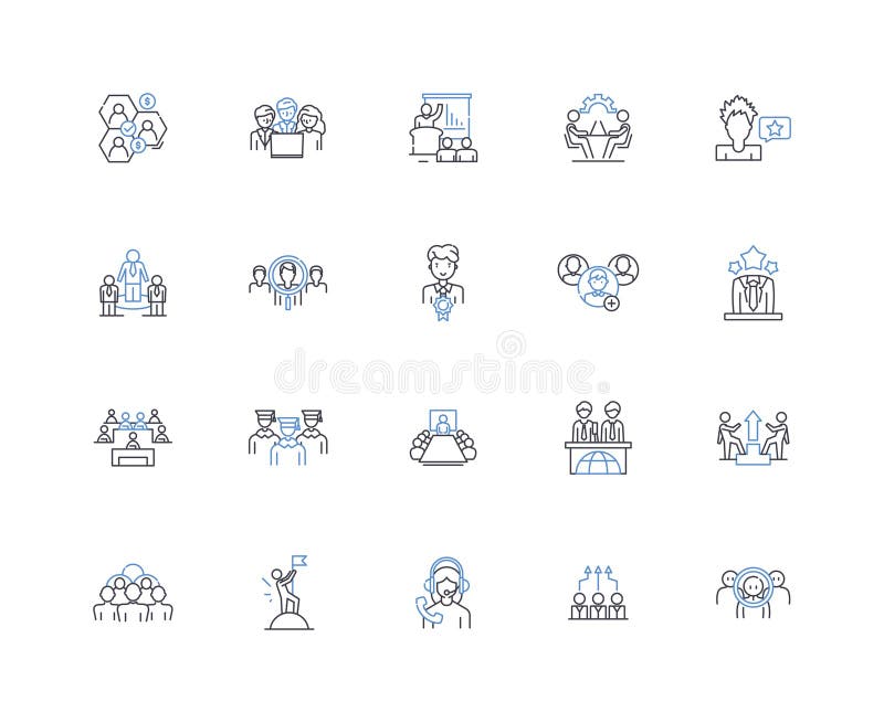 Executive Supervision Line Icons Collection. Leadership, Management ...