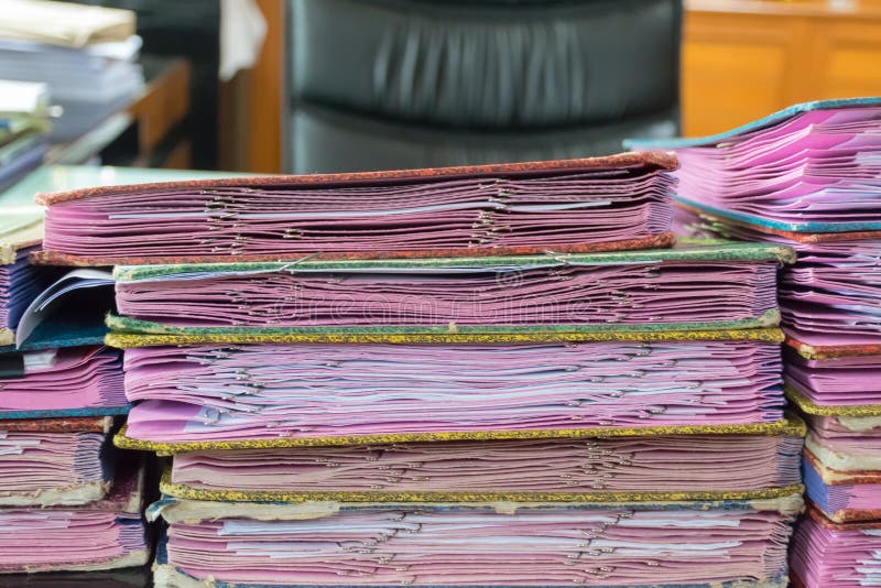 Executive Table Lot of Work Document Paper Stock Image - Image of ...