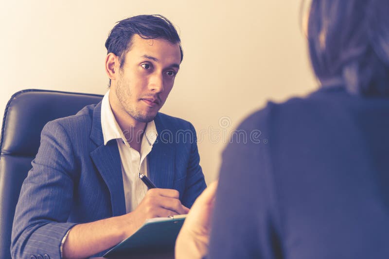Executive Taking Note in Business Job Interview Stock Image - Image of ...