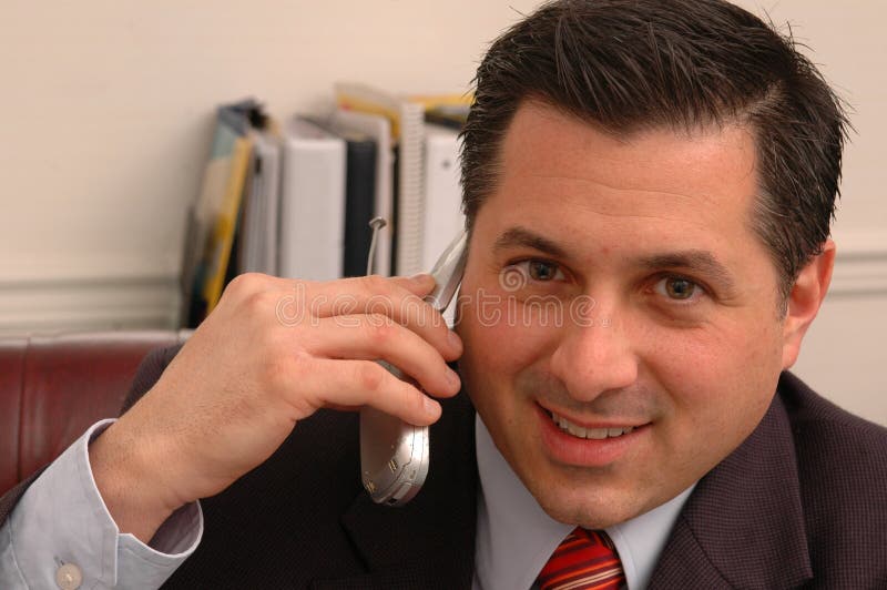Executive Taking on Phone in Office Stock Photo - Image of happy ...